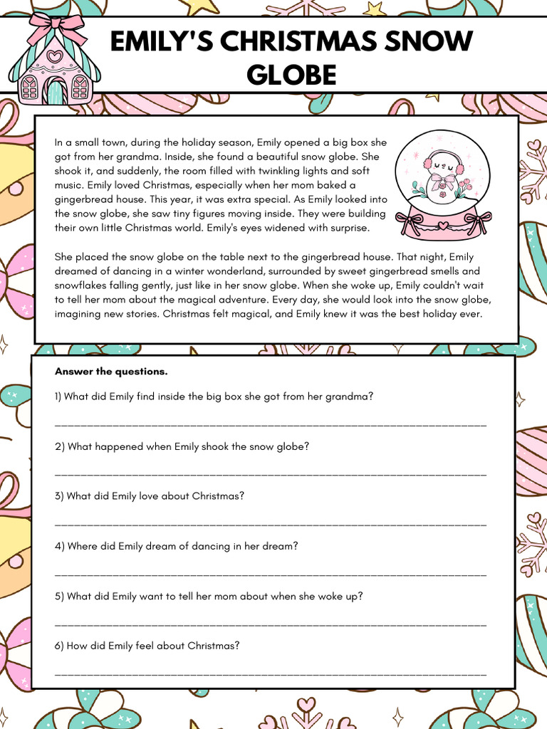 Christmas Reading Comprehension Worksheet in Illustrative Style | PDF
