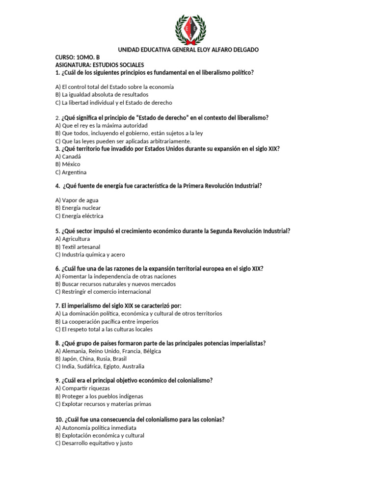 Cuestionario Eess | PDF