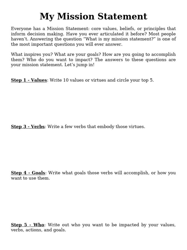 My Mission Statement | PDF
