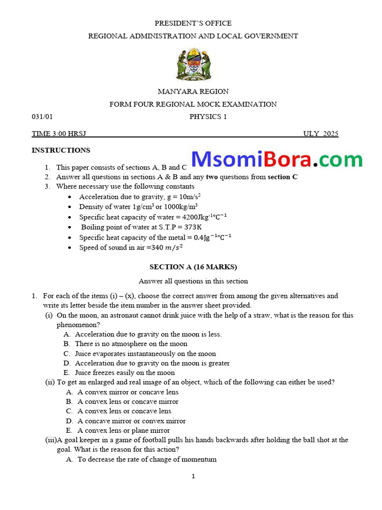 Physics 1 - Exam N Answers | PDF | Force | Physical Phenomena