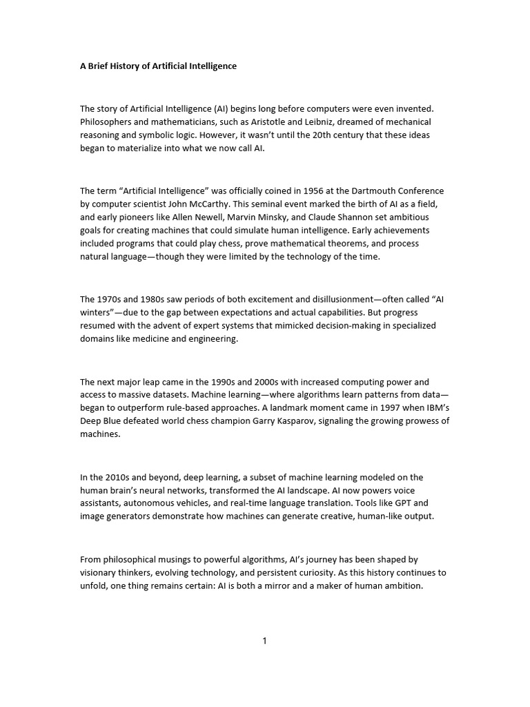 History of Artificial Intelligence | PDF