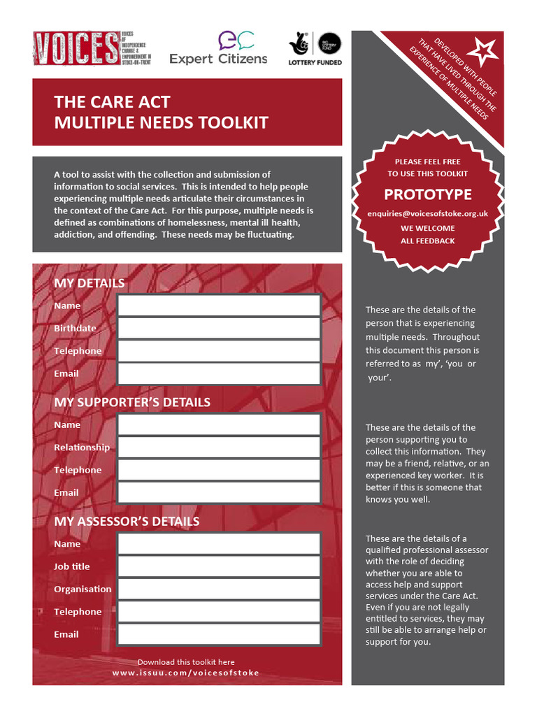 Care Act Toolkit for Multiple Needs | PDF | Well Being | Mental Health