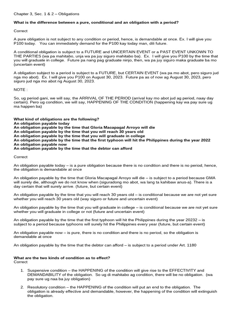 Chapter 3, Sec. 1 & 2 - Obligations | PDF | Guarantee | Private Law