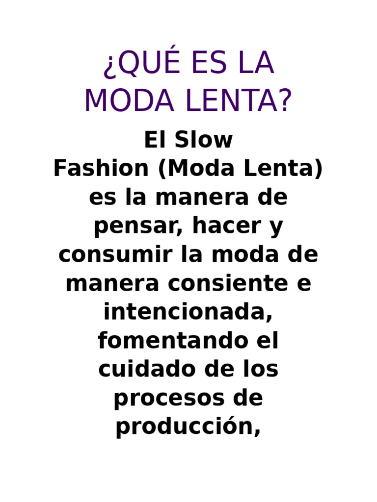 Qué Es La Moda Lenta | PDF | Moda | Economias