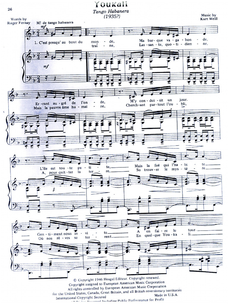 Youkali Chords and Progressions | PDF