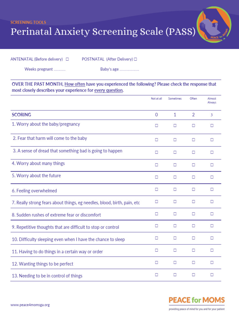 PASS Perinatal Anxiety Screening | PDF | Emotions | Abnormal Psychology