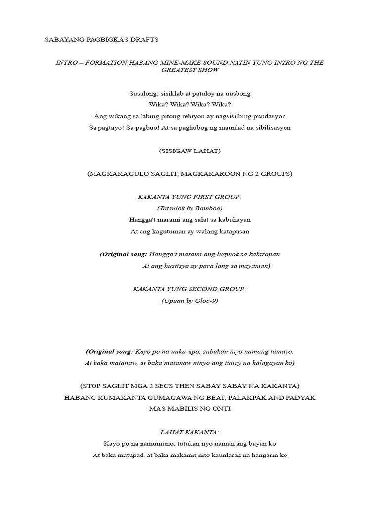 Sabayang Pagbigkas Drafts | PDF