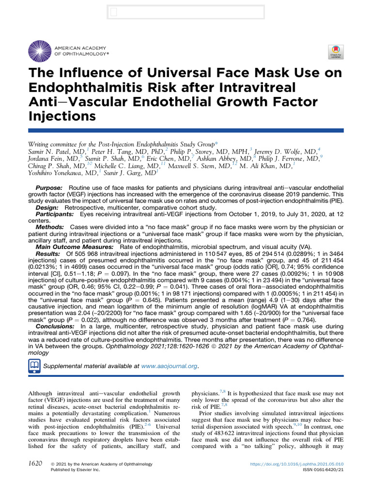 L Face Mask Use On Endoph | PDF | Health Sciences | Medicine