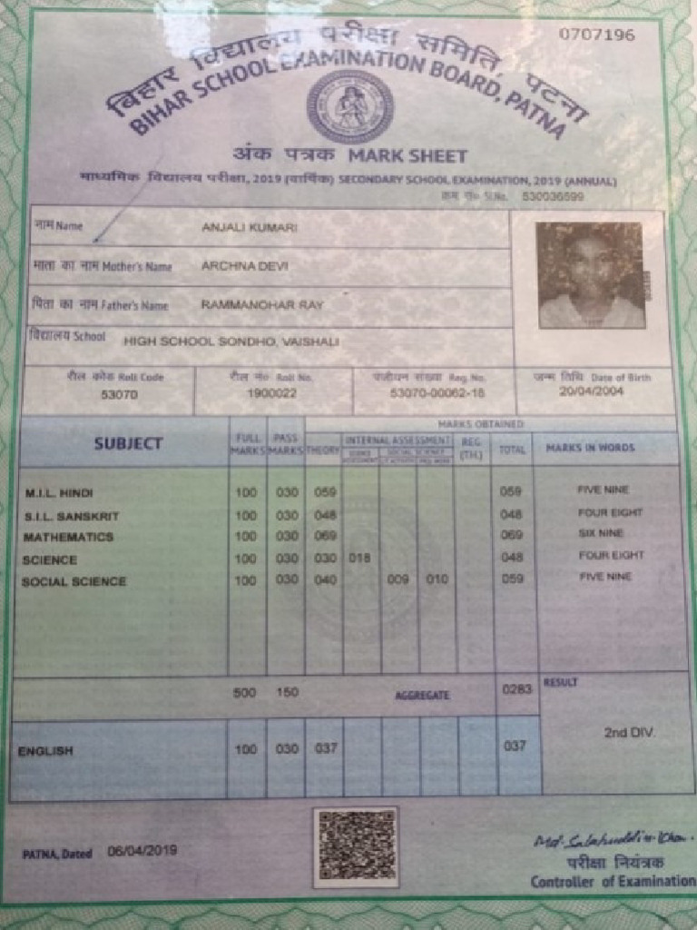 Matric Marksheet | PDF