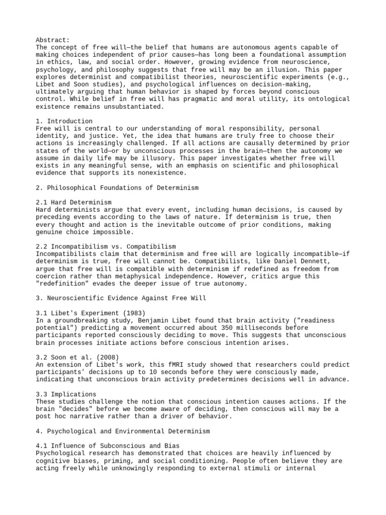 The Illusion of Free Will Explained | PDF | Free Will | Determinism