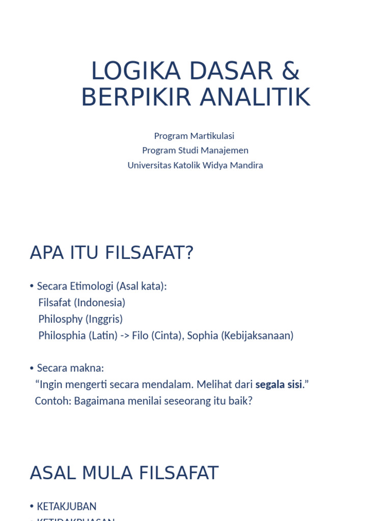 Logika Dasar dalam Filsafat dan Analitik | PDF