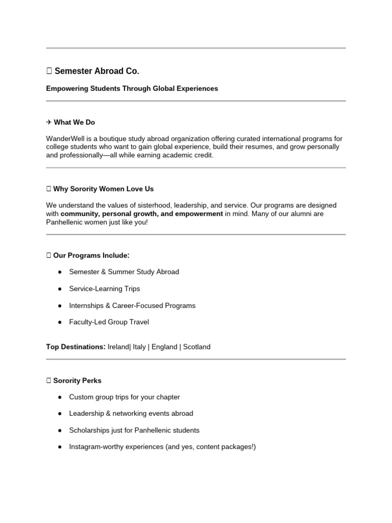 ? Semester Abroad Co One-Sheeter | PDF