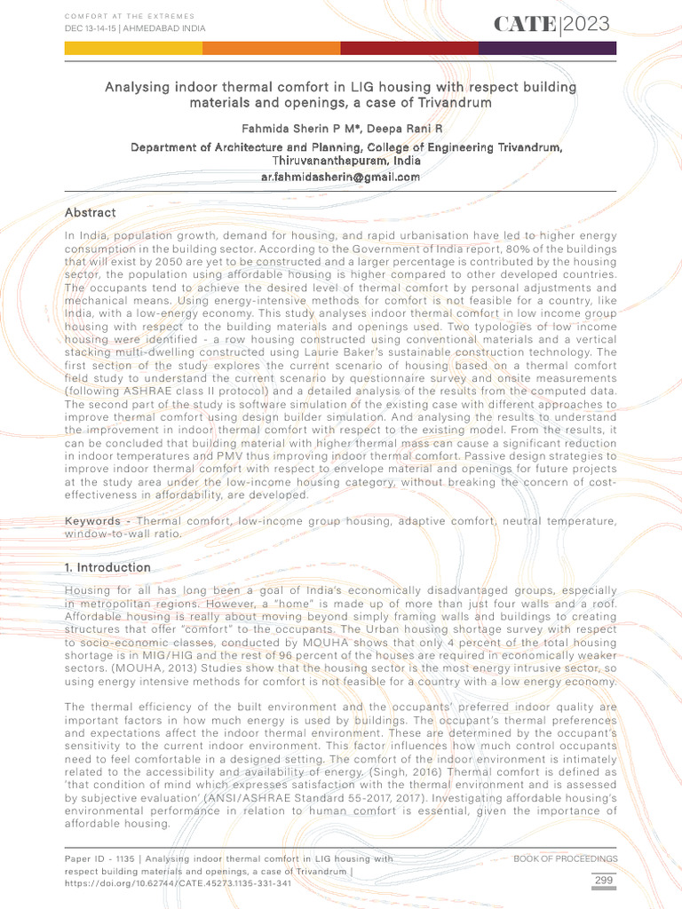 Indoor Thermal Comfort in LIG Housing | PDF | Building | Architectural ...