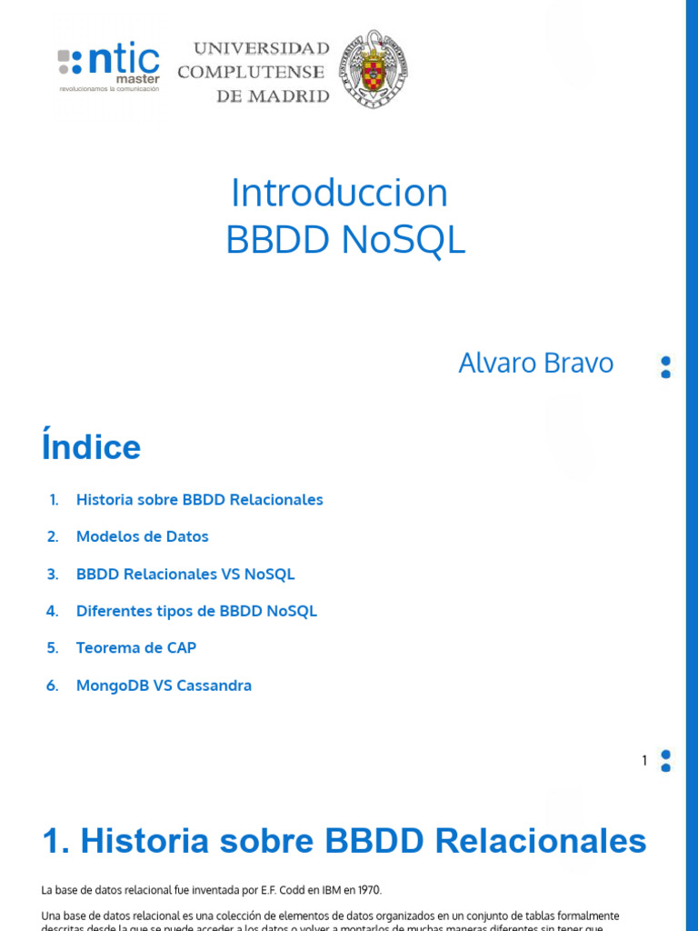 M1 - Introducción BBDD NoSQL | PDF | Bases de datos | Base de datos relacional