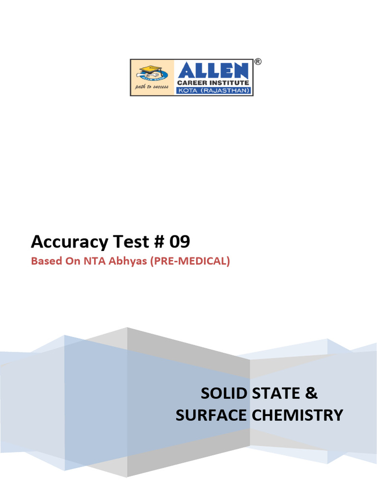 PT - Test 09 - Solid State - Surface Chemistry (Paper) | PDF | Ion ...