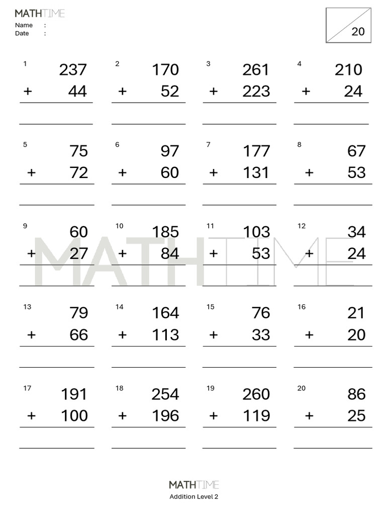 MathTime Add Lvl2 Day2 | PDF