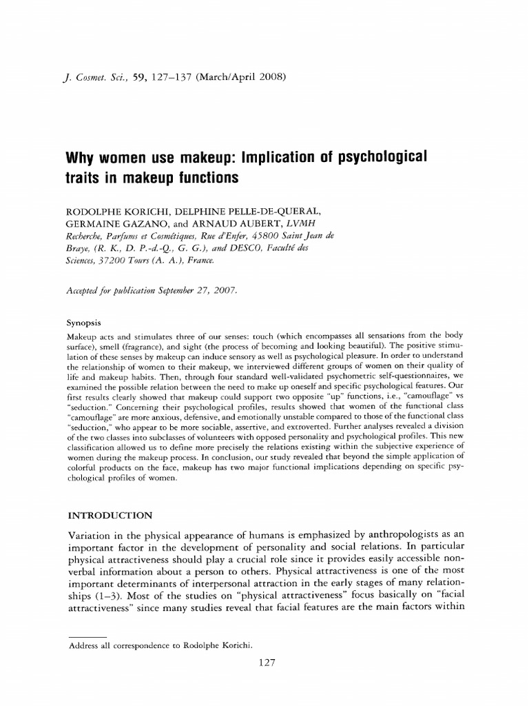 Women’s Makeup: Psychological Insights | PDF | Social Psychology ...