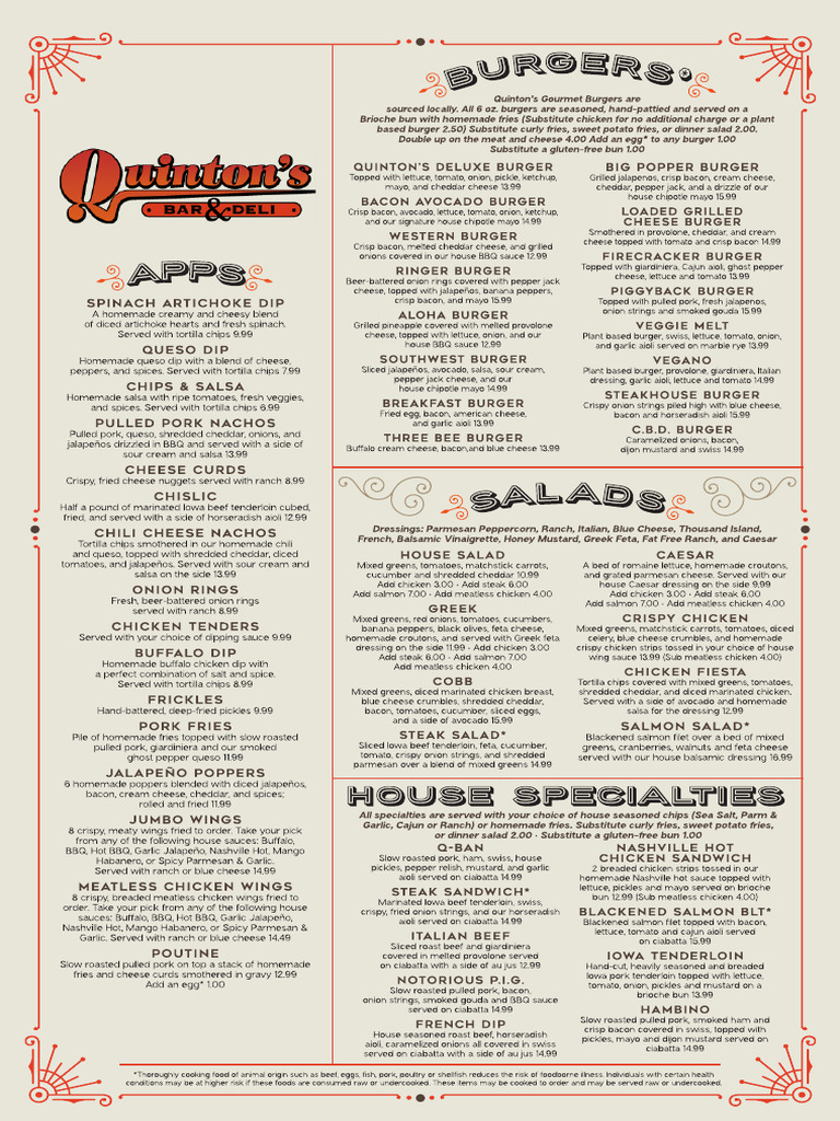 Quintons Menu | PDF