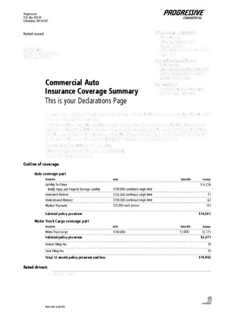Commercial Insurance Declarations Page | PDF