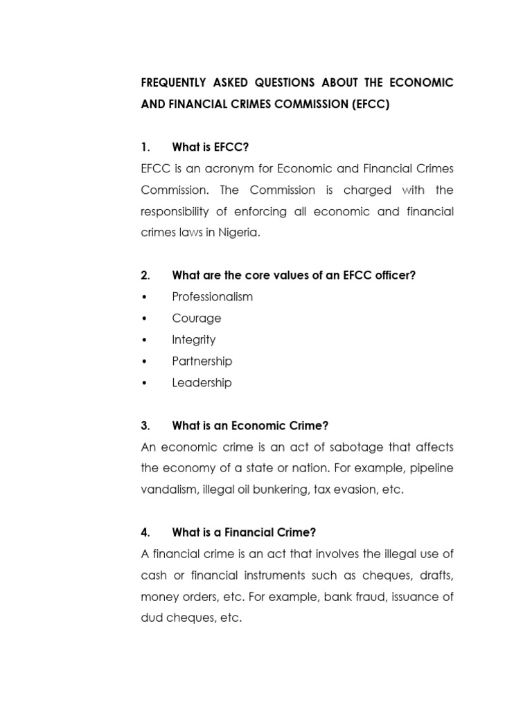 EFCC Overview and Key Information | PDF | Extradition | Fraud
