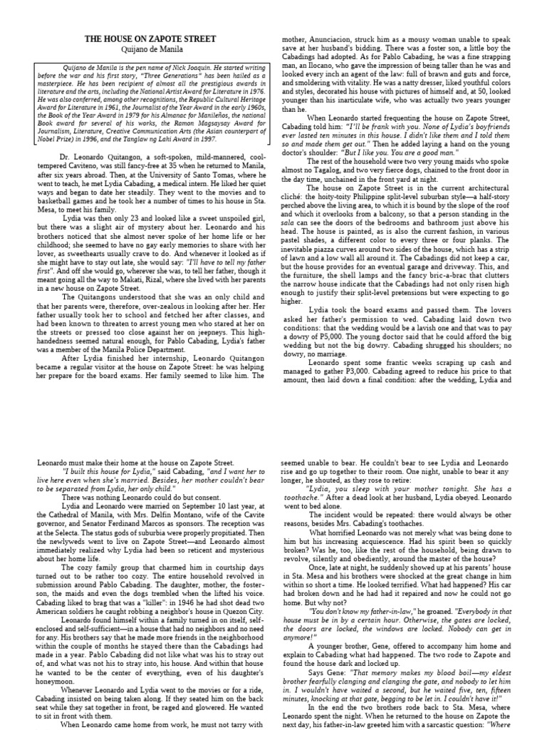 The House On The Zapote Street | PDF