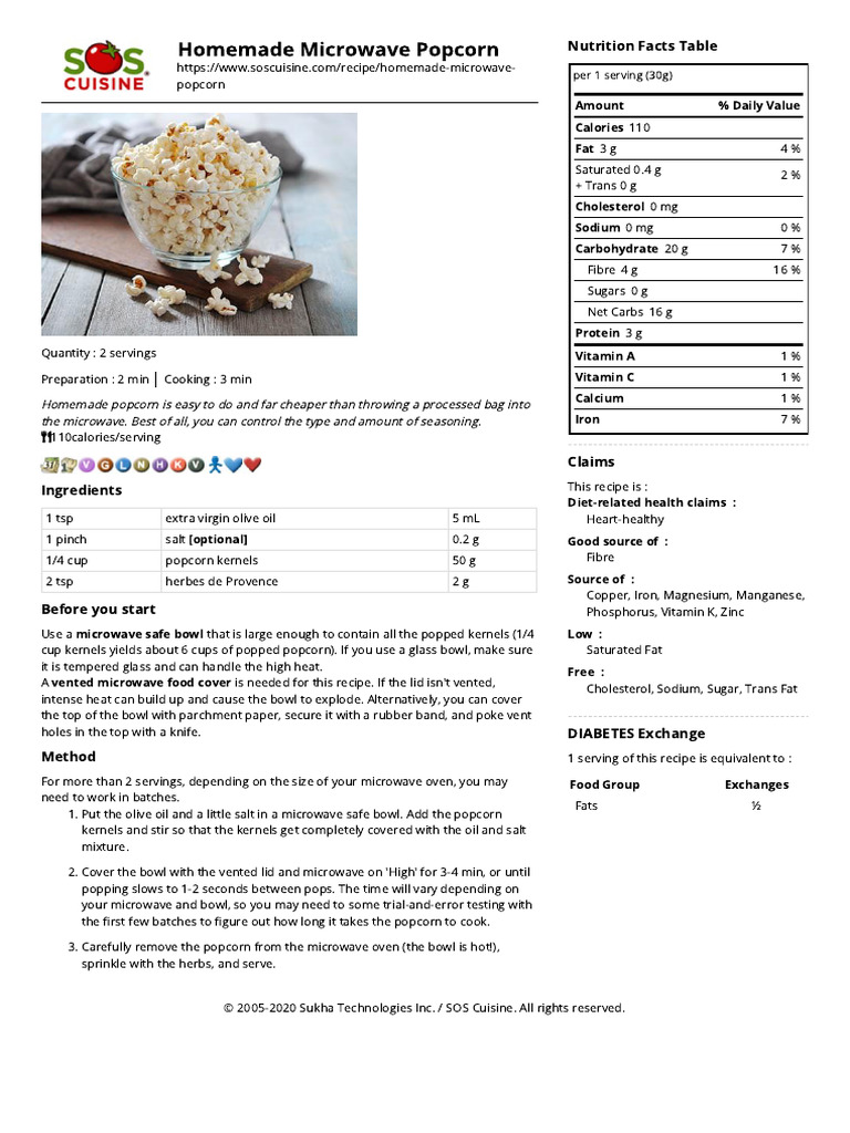 Microwave Popcorn | PDF