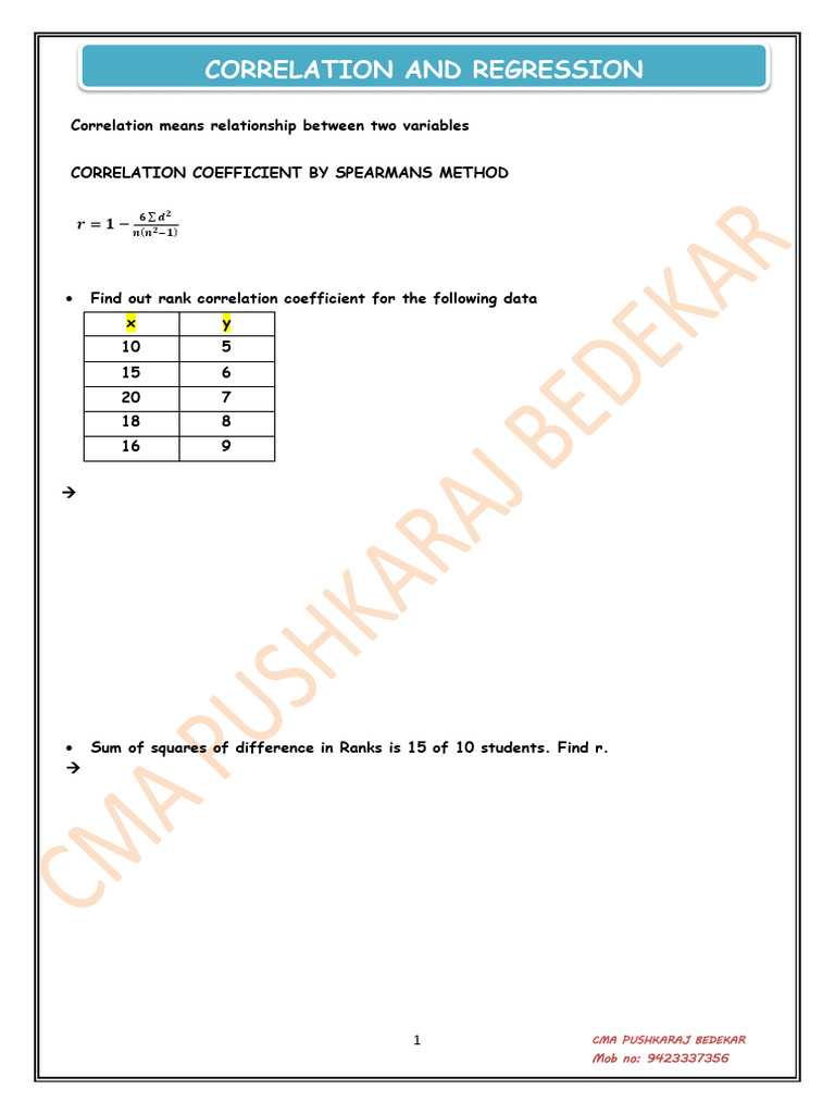 Correlation and Regression | PDF | Statistical Inference | Data Analysis