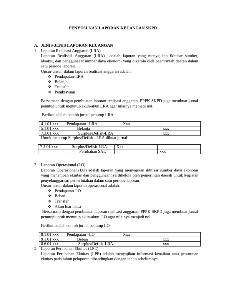 Contoh Laporan Keuangan SKPD | PDF