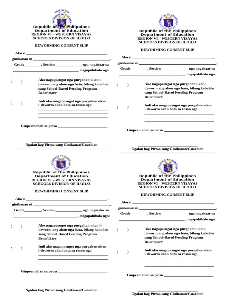 Deworming Consent Form | PDF