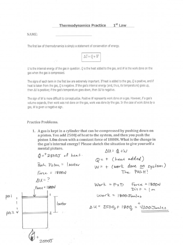 Thermodynamics 1st Law+Key | PDF