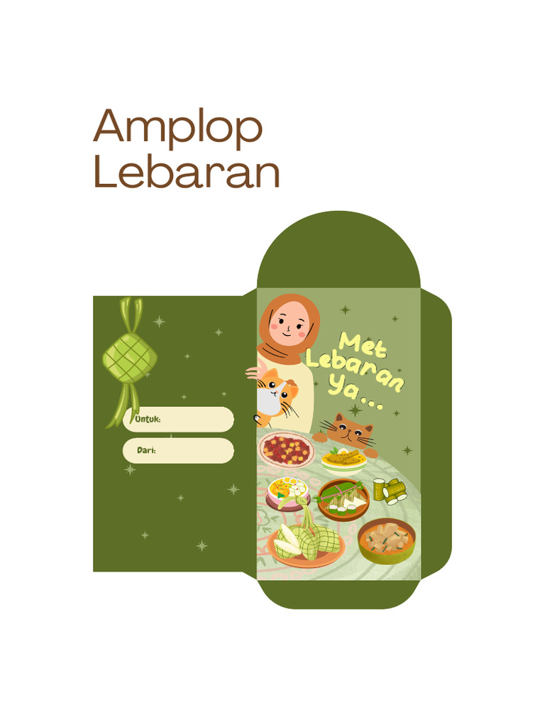 Hijau Dan Kuning Ilustrasi Amplop Lebaran A4 PDF | PDF