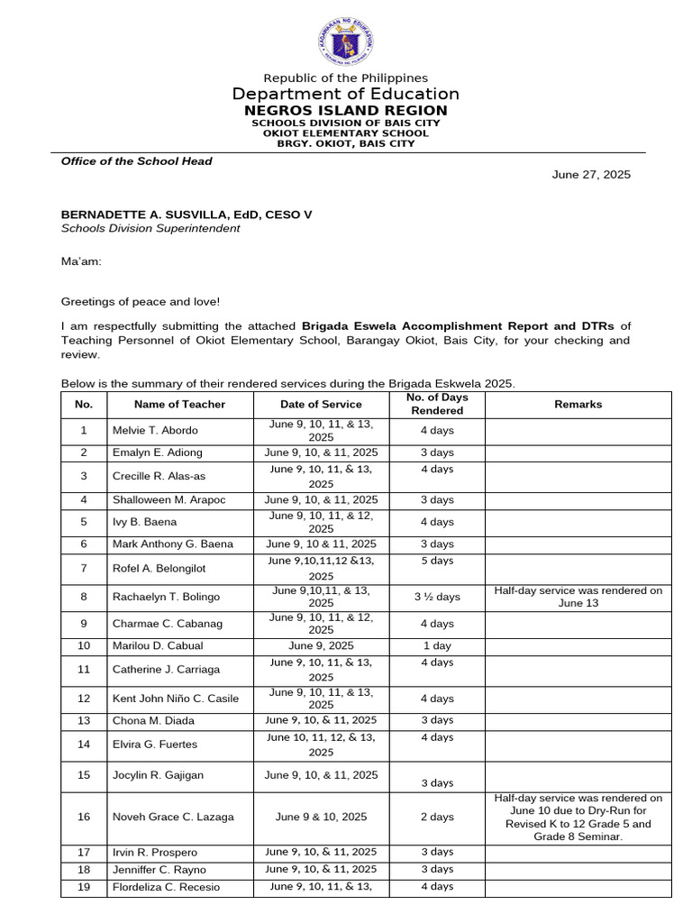 Summary of Brigada Eskwela 2025 | PDF