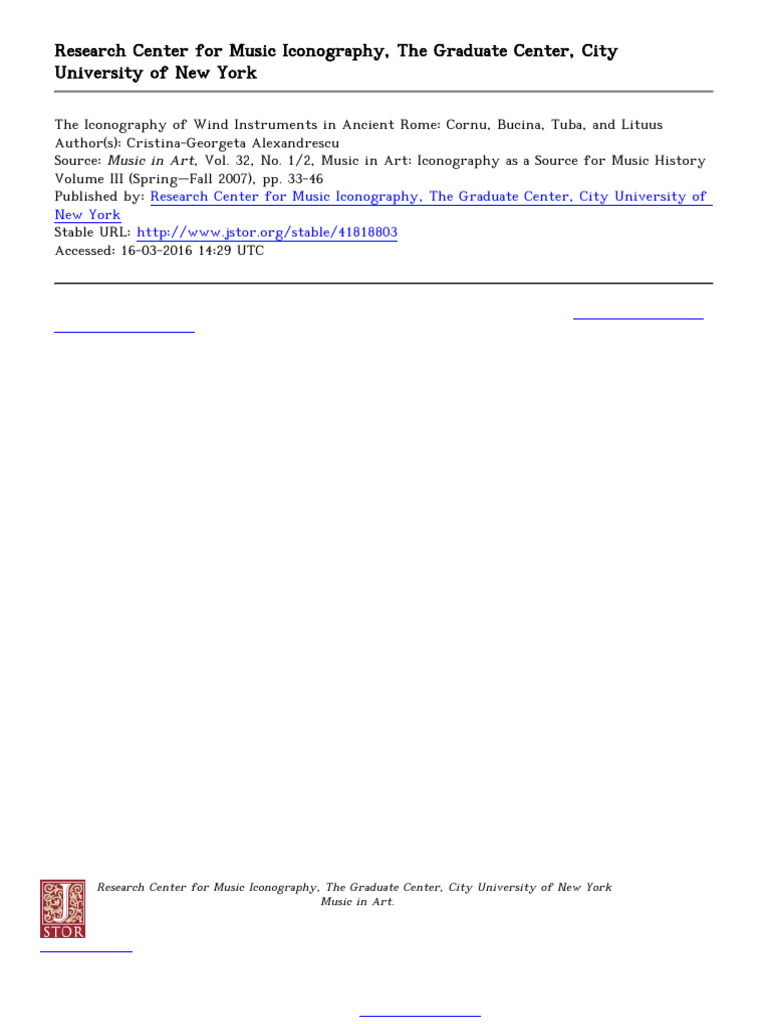 The Iconography of Wind Instruments in Ancient Rome | PDF