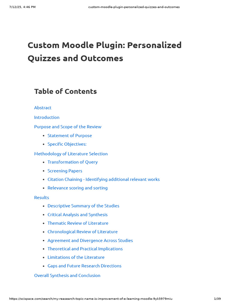 Adaptive Moodle Quiz Plugin Review | PDF | Educational Technology ...