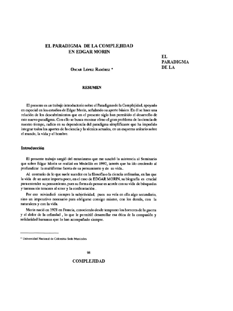 El Paradigma de La Complejidad | PDF | Complejidad | Science