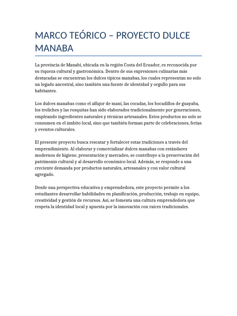 Marco Teorico Dulce Manaba | PDF