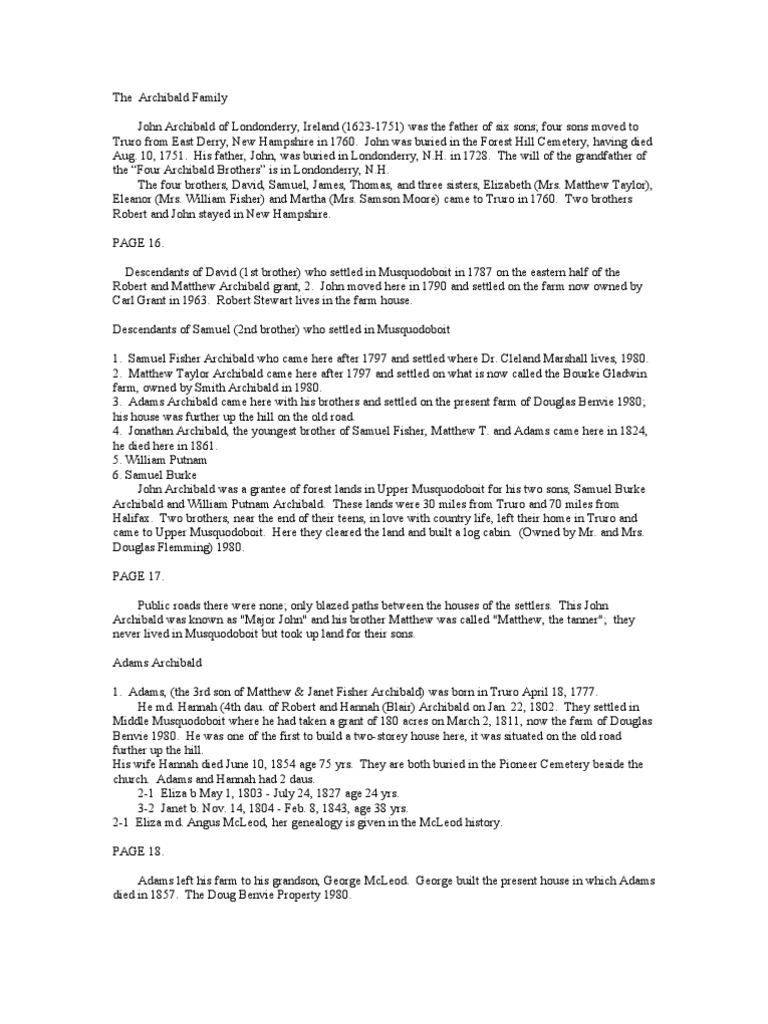 The Archibald Family | PDF