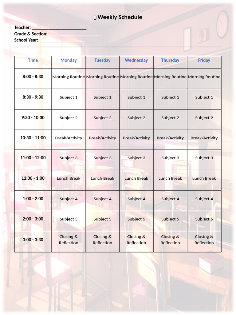 ? Weekly Schedule | PDF