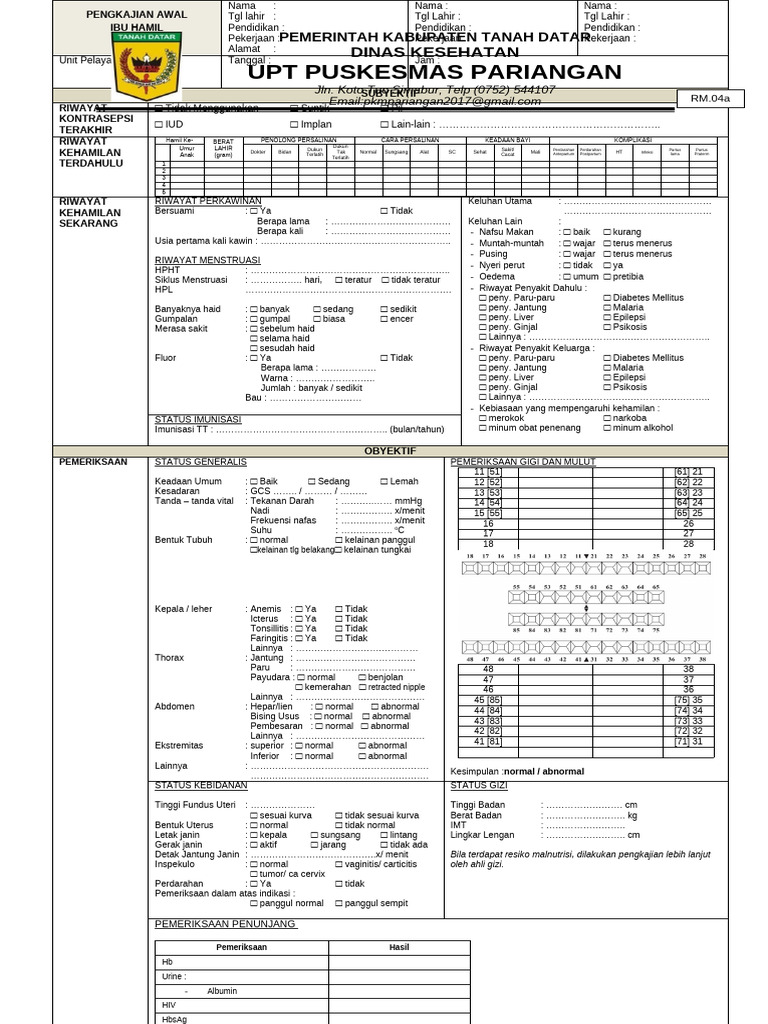 Form Kajian Awal Ibu Hamil | PDF