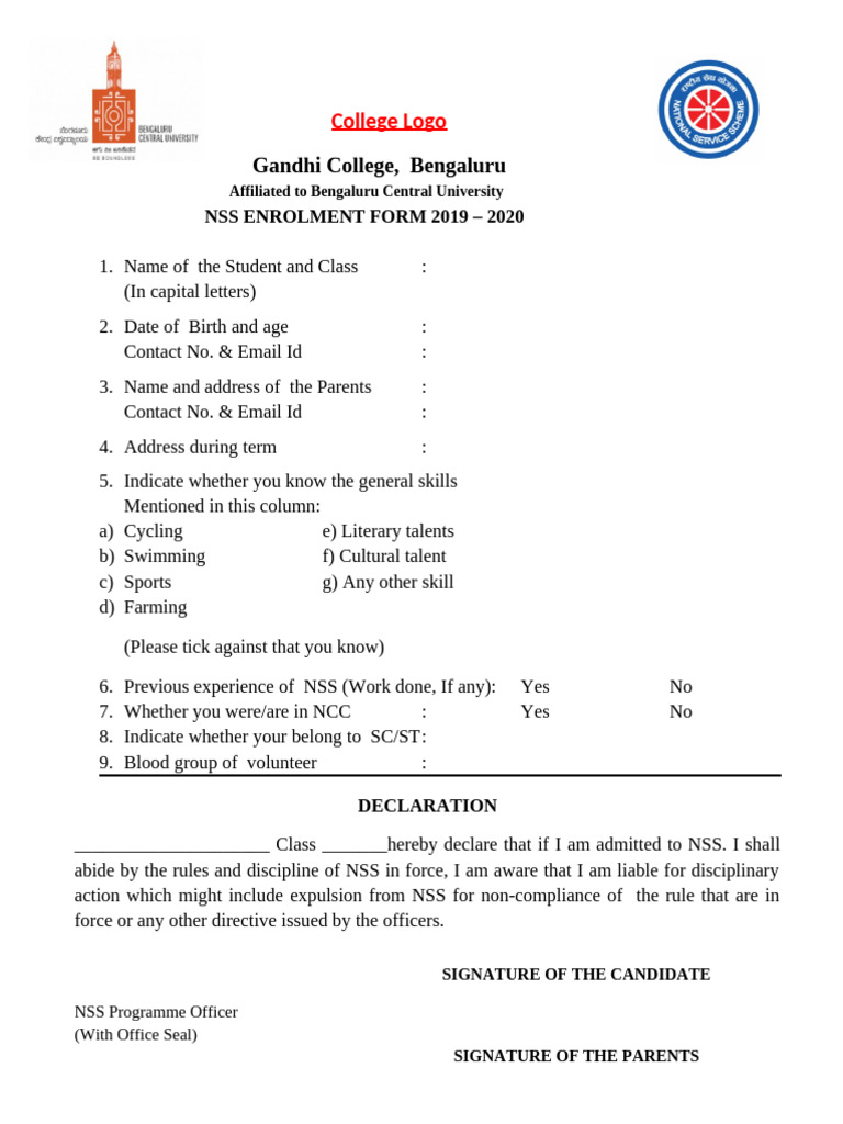 Student Enrollment Form | PDF