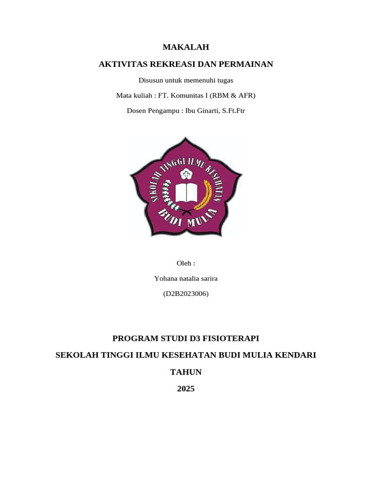 Terapi Rekreasi dan Bermain untuk Kesehatan | PDF
