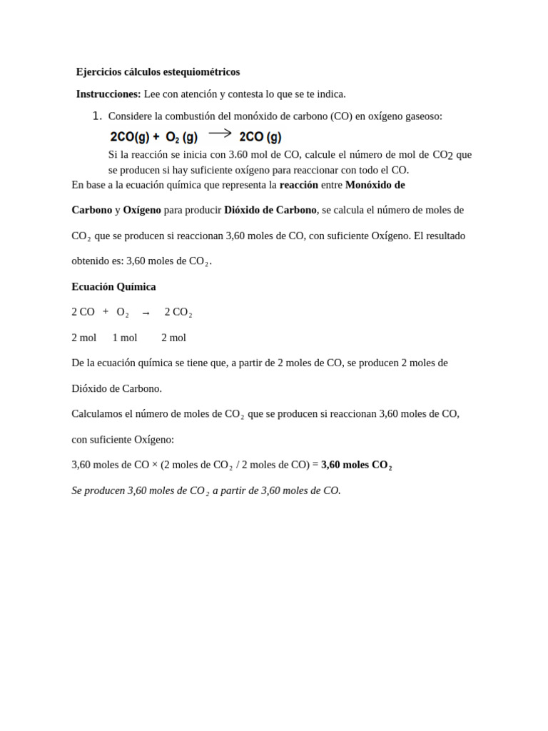 Ejercicios Cálculos Estequiométricos | PDF | Bicarbonato de sodio | Dióxido de carbono