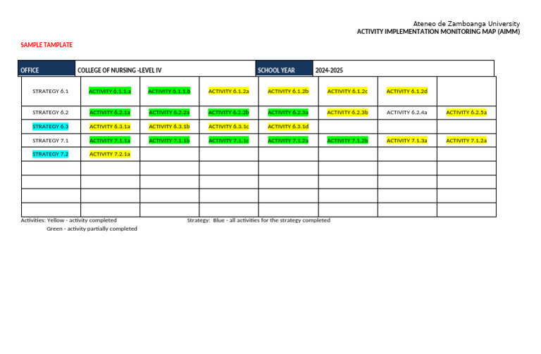 FORM AIMM Activity Implementation Monitoring | PDF