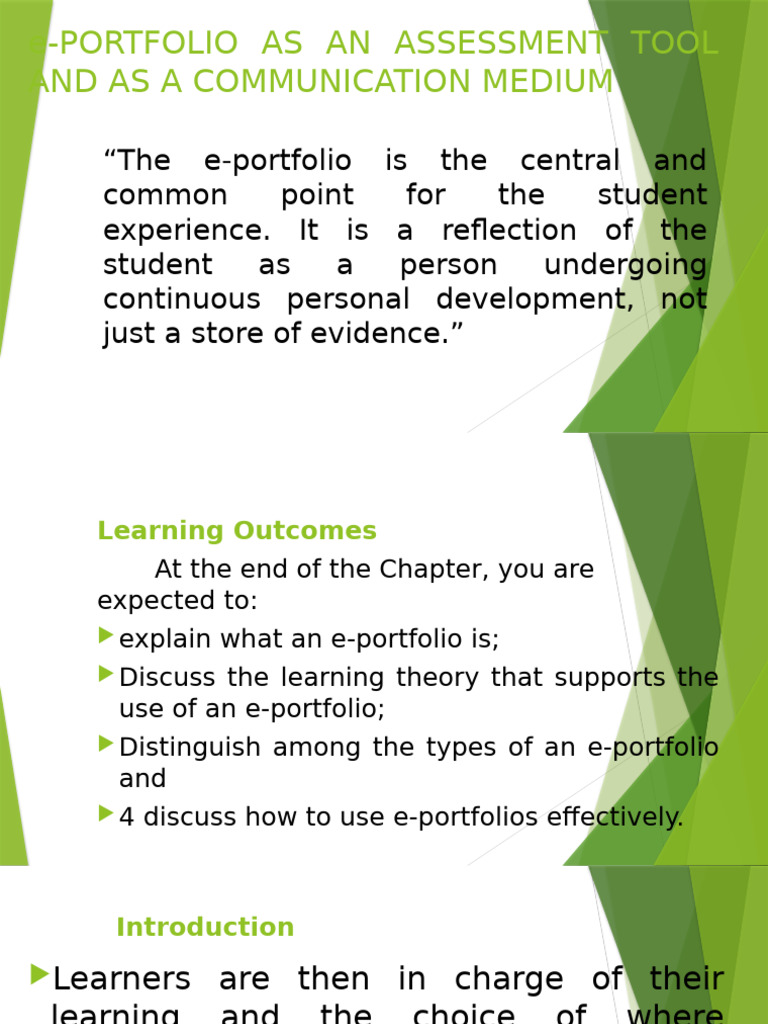 e-Portfolio: Assessment & Communication Tool | PDF | Educational ...