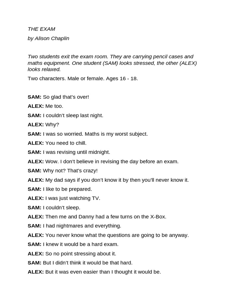 The EXAM - Script Excerpt | PDF