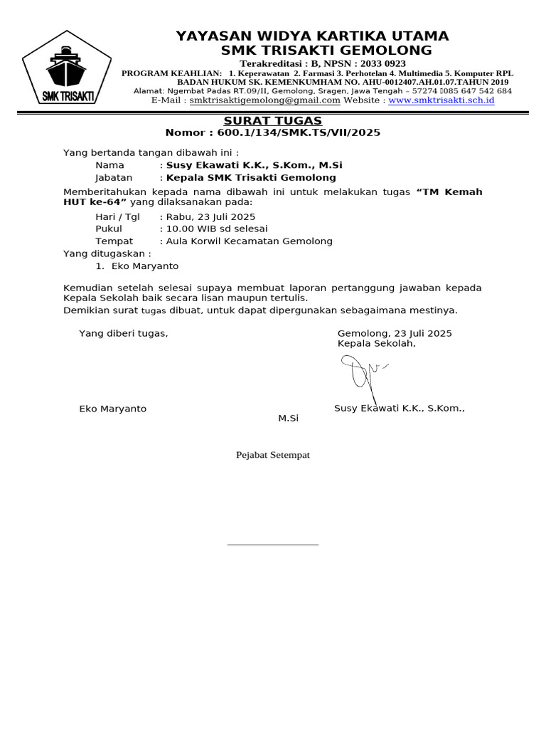 Surat Tugas Sosialisasi PPDB | PDF
