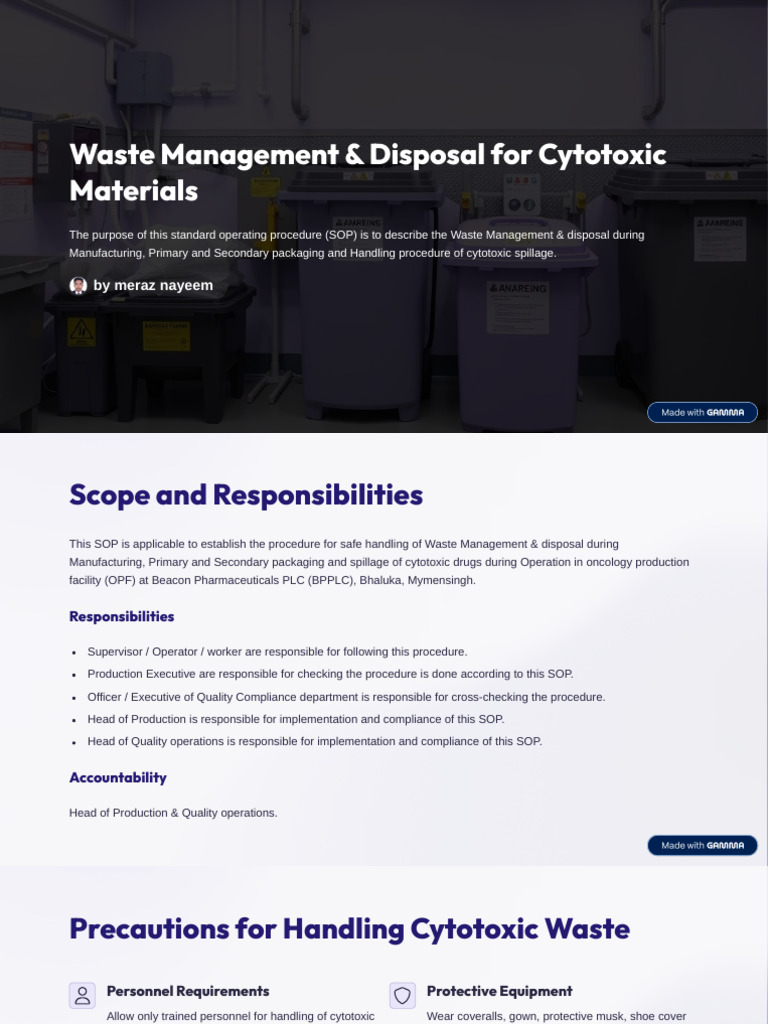 Waste Management and Disposal For Cytotoxic Materials | PDF | Waste ...
