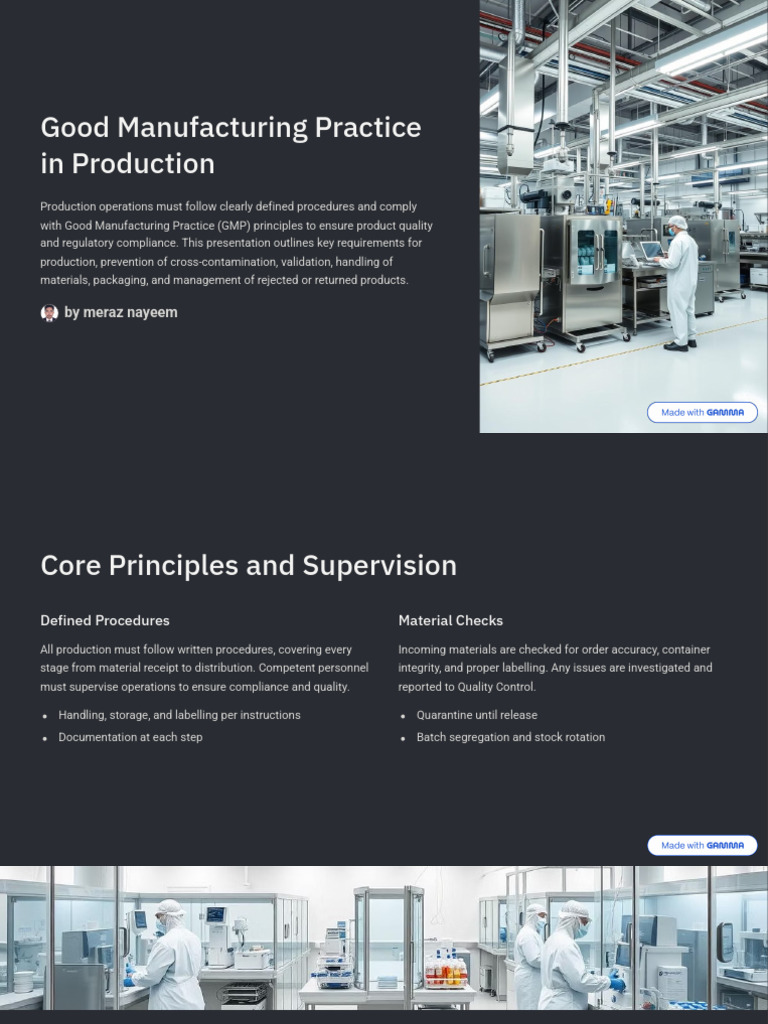 Good Manufacturing Practice in Production | PDF | Verification And ...