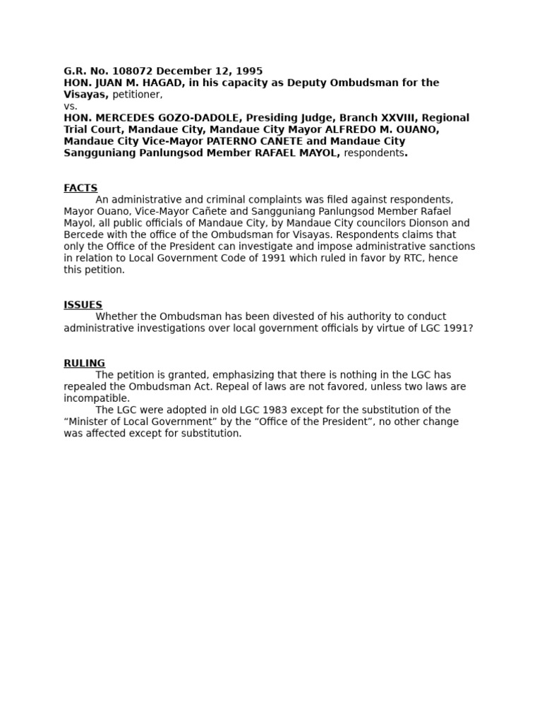 Ombudsman Authority in Local Governance | PDF