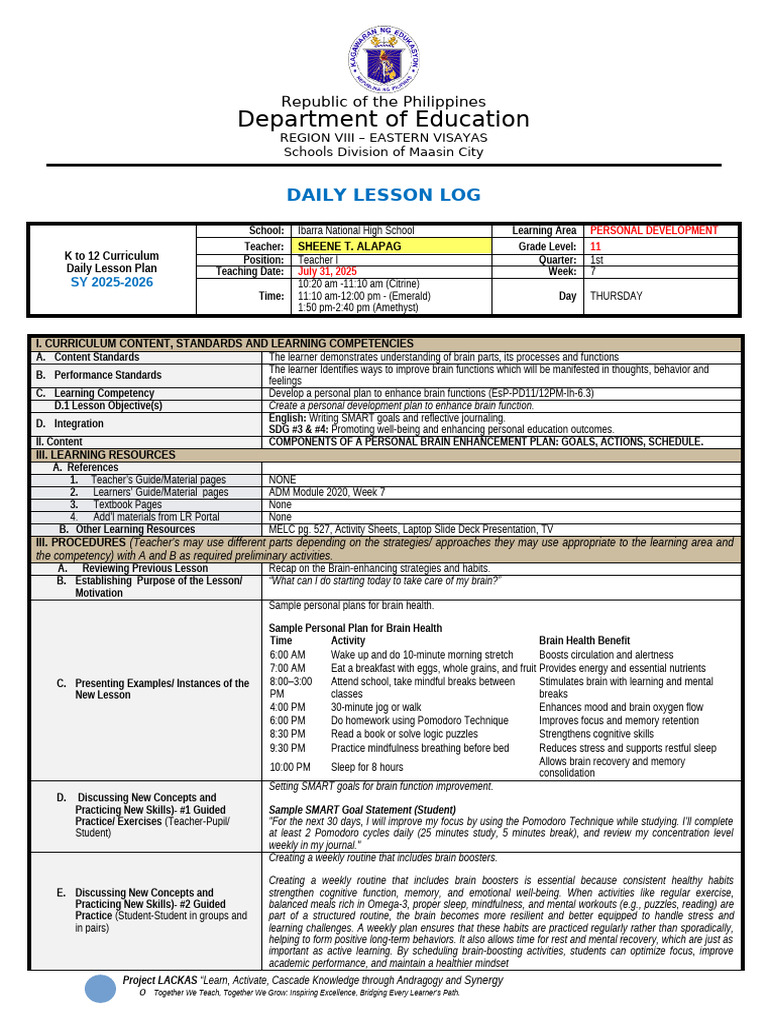 DLP Perdev Q1-Week 7 Day 4 | PDF | Learning | Sleep